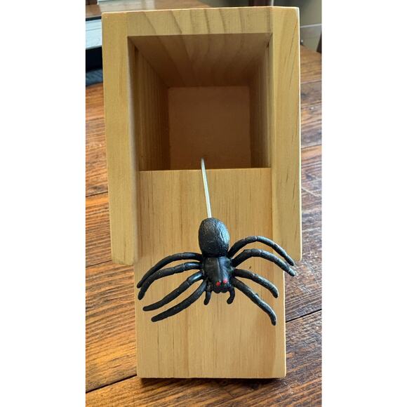 Handmade | Toys | Large Wooden Spider Scare Prank Handmade Fun Joke Box ...